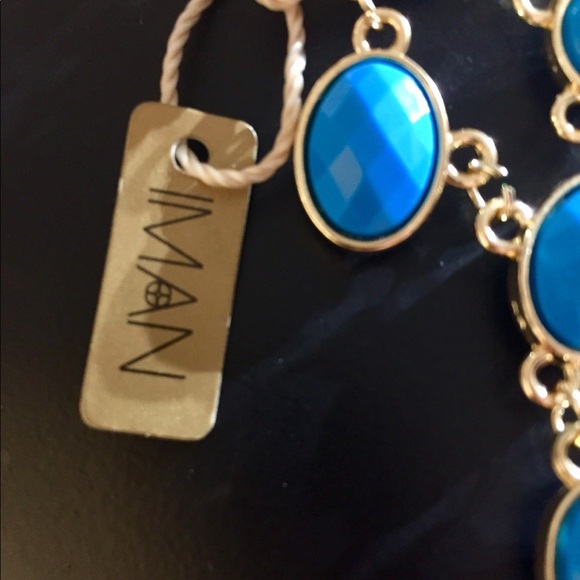IMAN | Jewelry | Reversible Blue Taupe Iman Necklace Nwt | Poshmark